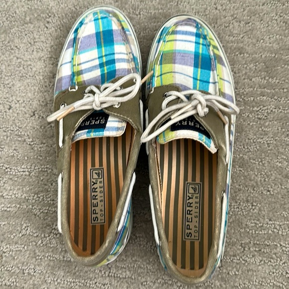 Sperry | Shoes | Biscane Sperry Green Blue Tan | Poshmark